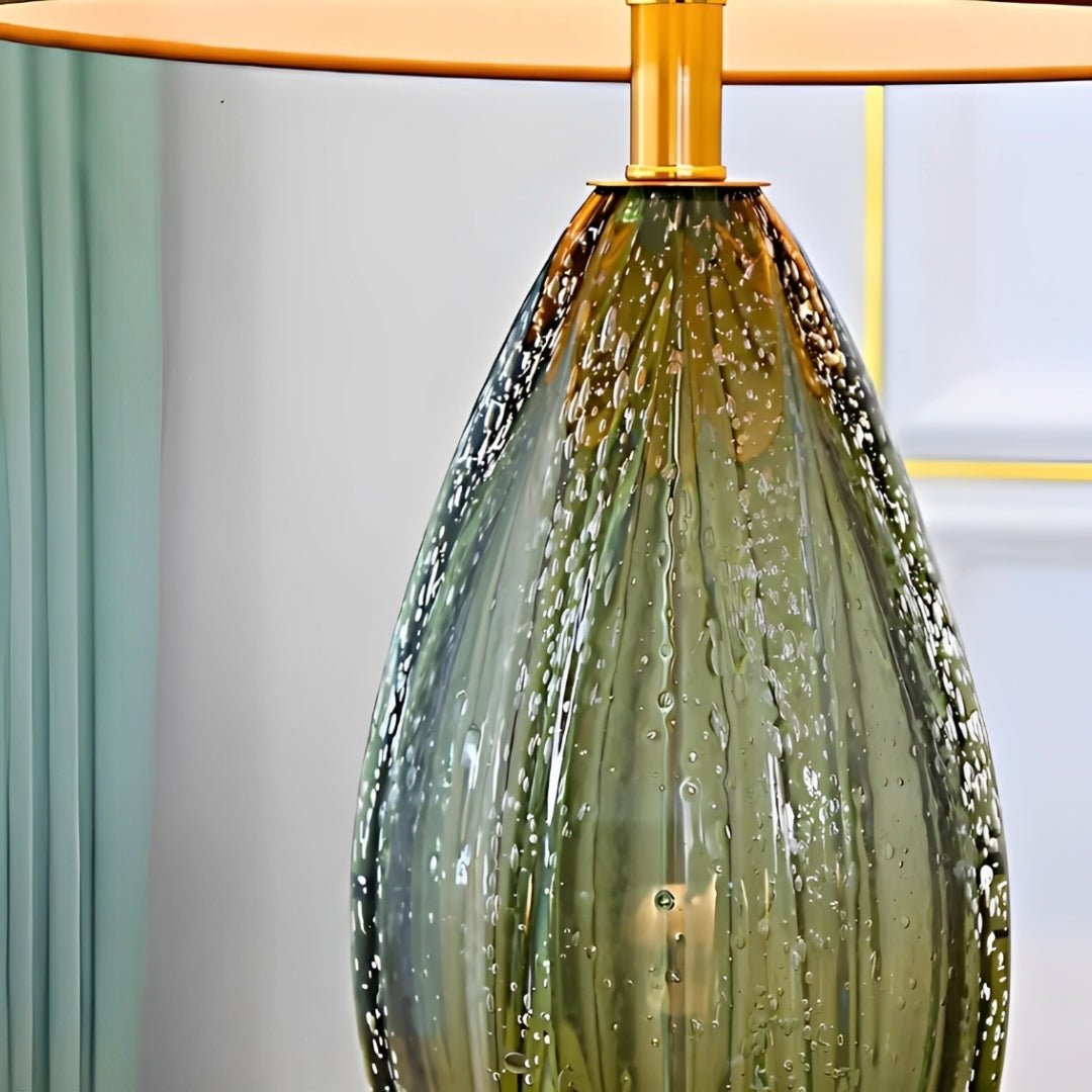 Abajur Luxo com Base de Vidro e Cúpula Marrom– Luzzart